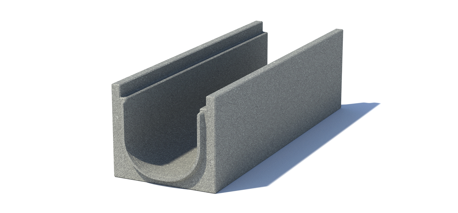 Лоток водоотводный бетонный ЛВБ Optima DN100 №0/1 тип 2 без уклона AQUASTOK купить в Твери по ...